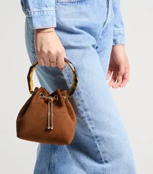 JIMMY CHOO Bon Bon Suede Top Handle Bag - Brown