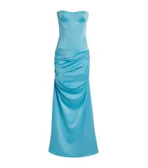 Alex Perry Strapless Satin Corset Gown - Blue