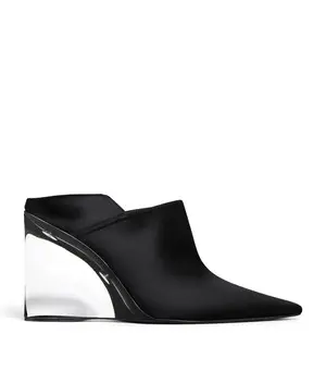 Alaïa Satin Invisible Wedge Mules 90 - Clear