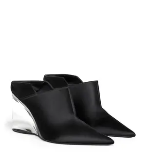 Alaïa Satin Invisible Wedge Mules 90 - Clear