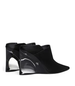 Alaïa Satin Invisible Wedge Mules 90 - Clear