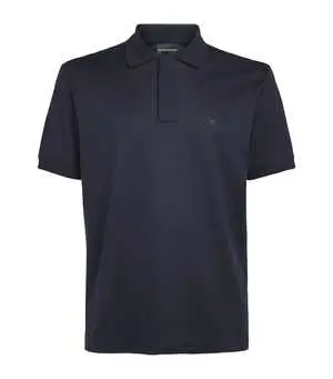 Emporio Armani Concealed-placket Logo Polo Shirt - Blue