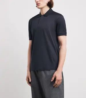 Emporio Armani Concealed-placket Logo Polo Shirt - Blue