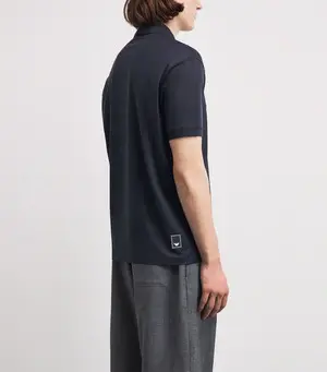 Emporio Armani Concealed-placket Logo Polo Shirt - Blue