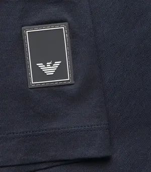 Emporio Armani Concealed-placket Logo Polo Shirt - Blue