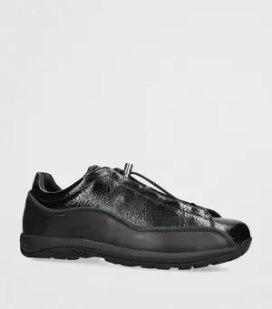 Diemme Crackled Leather Licata Sneakers - Black