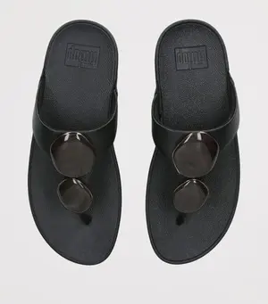 Fitflop Lulu Toe-post Sandals With Marble Stone Embellishments - Black