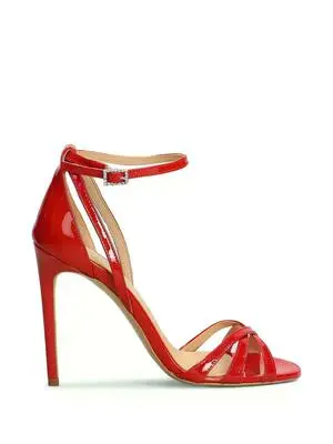FRATELLI RUSSO Patent Leather Crossover Strap Stiletto Sandals - Red