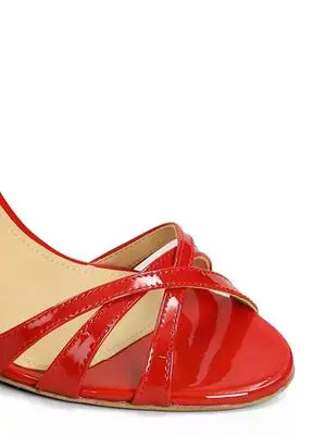 FRATELLI RUSSO Patent Leather Crossover Strap Stiletto Sandals - Red