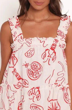 PETAL & PUP Elena Printed Cotton Sundress - Red Lobster