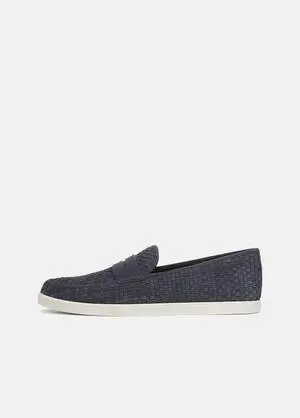 Vince Santino Woven Suede Loafer - Blue Ink