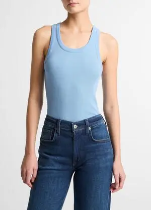 Vince Ribbed Scoop-neck Tank - Hydra