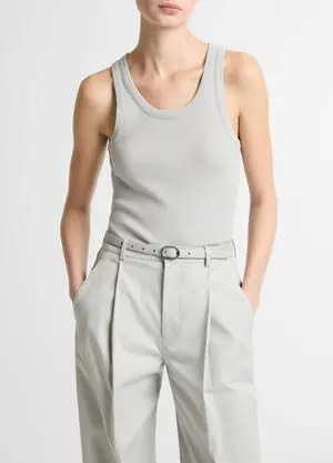 Vince Ribbed Scoop-neck Tank - Pale Tide