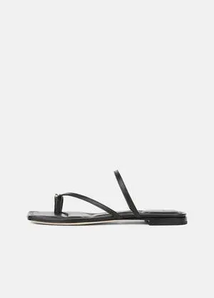 Vince Polli Leather Toe-ring Flat Sandals - Black
