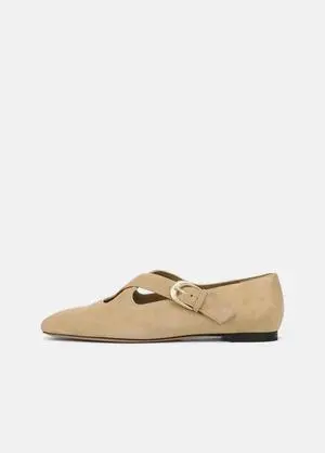 Vince Cici Suede Flat With Buckle Detail - Wheat