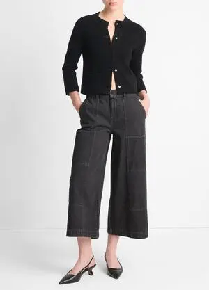 Vince Wool-blend Shrunken Snap Cardigan - Black
