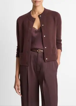 Vince Wool-blend Shrunken Snap Cardigan - Fig