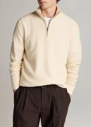 Vince Plush Cashmere Quarter-zip Sweater - Bone