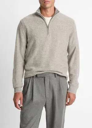 Vince Plush Cashmere Quarter-zip Sweater - Heather Mouse