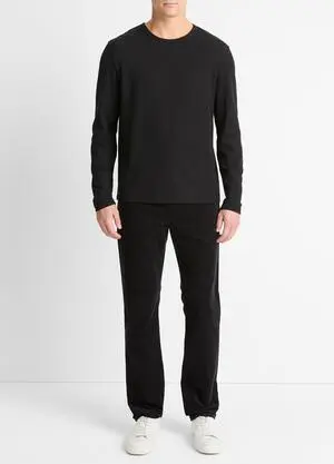 Vince Pima Cotton Piqué Long-sleeve T-shirt - Black
