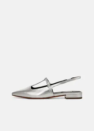 Vince Iliana Metallic Leather Slingback Flat - Silver