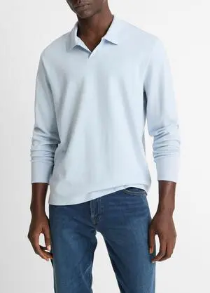Vince Milano Pima Cotton-blend Johnny-collar Shirt - Whitecap