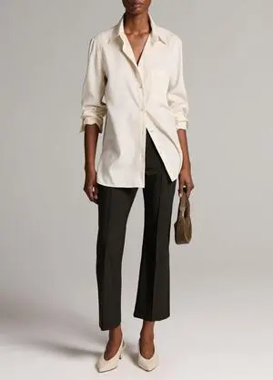 Vince Vince Niki Mid-Rise Pintuck Crop Flare Pant Deep Forest