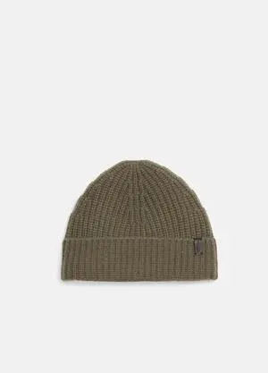 Vince Cashmere Shaker-stitch Beanie - Surplus Olive