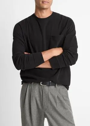 Vince Sueded Jersey Long-sleeve Pocket T-shirt - Black