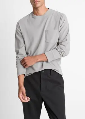 Vince Sueded Jersey Long-sleeve Pocket T-shirt - Heather Mouse