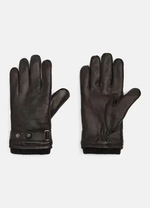 Vince Leather Gloves With Cashmere Lining - Black