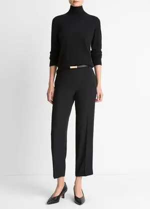 Vince Crepe Tapered Cropped Pull-on Pants - Black
