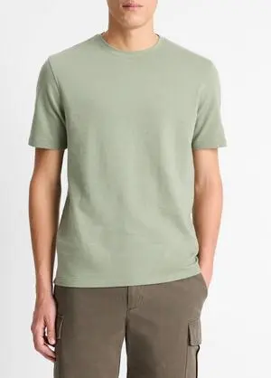 Vince Birdseye Jacquard Pima Cotton T-shirt - Broad Leaf/natural