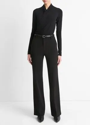 Vince Fixed Wrap Long-sleeve Top - Black
