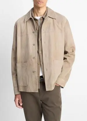 Vince Suede Shirt Jacket - Putty