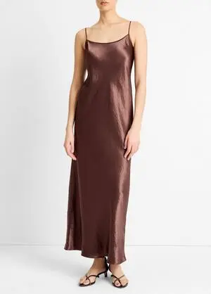 Vince Satin Bias Maxi Slip Dress - Chocolate