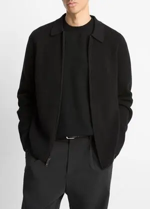 Vince Wool-blend Zip-up Cardigan - Black
