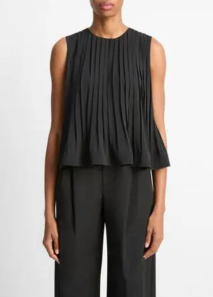 Vince Pleated A-line Top - Black