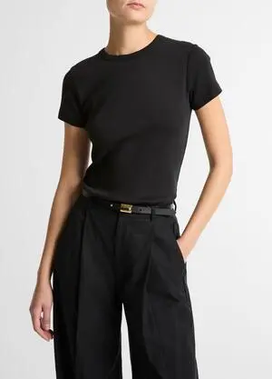 Vince Vince Pima Cotton-Blend Shrunken T-Shirt Black