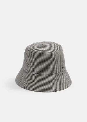 Vince Stripe Cotton Canvas Bucket Hat - Navy