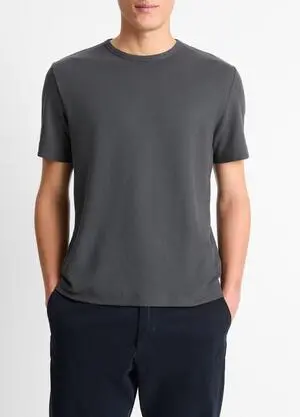 Vince Pima Cotton Piqué Crew Neck T-shirt - Soft Black