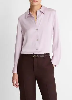 Vince Silk-blend Button-front Blouse - Iris Quartz