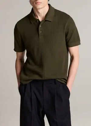 Vince Variegated Pima Cotton Polo Shirt - Night Leaf