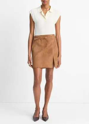 Vince Belted Suede Mini Skirt - Camarillo