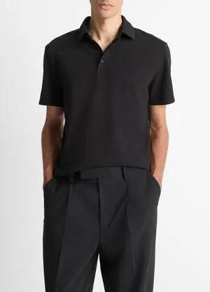 Vince Garment Dye Cotton Polo Shirt - True Black