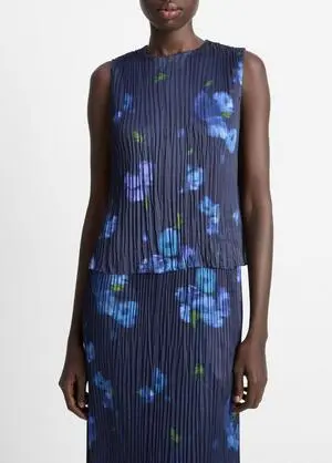 Vince Poppy Blur Crushed Satin Shell - Midnight