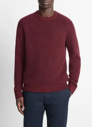 Vince Plush Cashmere Thermal Crew Neck Sweater - Coastal Blue/winter Berry