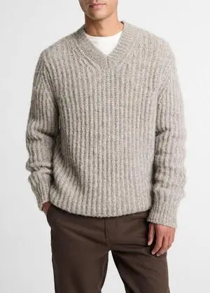 Vince Softspun Alpaca & Wool-blend V-neck Sweater - Heather Mouse
