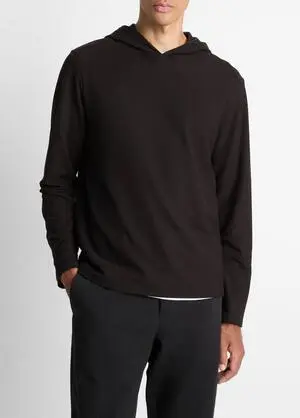 Vince Pima Cotton Piqué Hoodie - Black