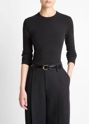 Vince Essential Pima Cotton-blend Long-sleeve T-shirt - Black